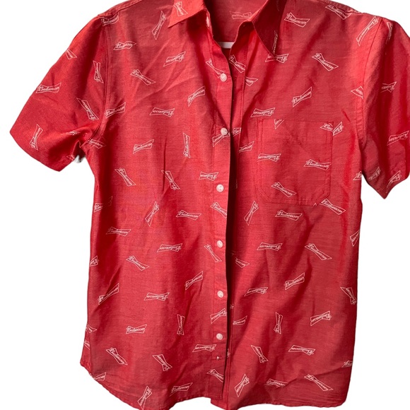 Budweiser | Shirts | Budweiser Small Red White Button Down Shirt | Poshmark